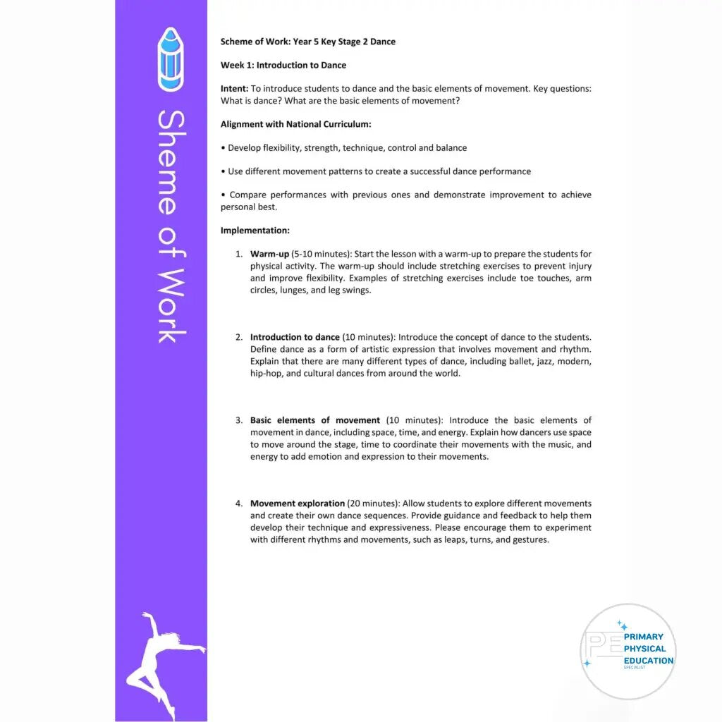 Year 5 Key Stage 2 Dance Scheme | Comprehensive PE Program – Primary ...